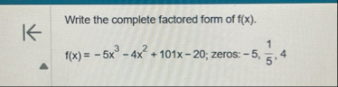 Solved Write the complete factored form of | Chegg.com