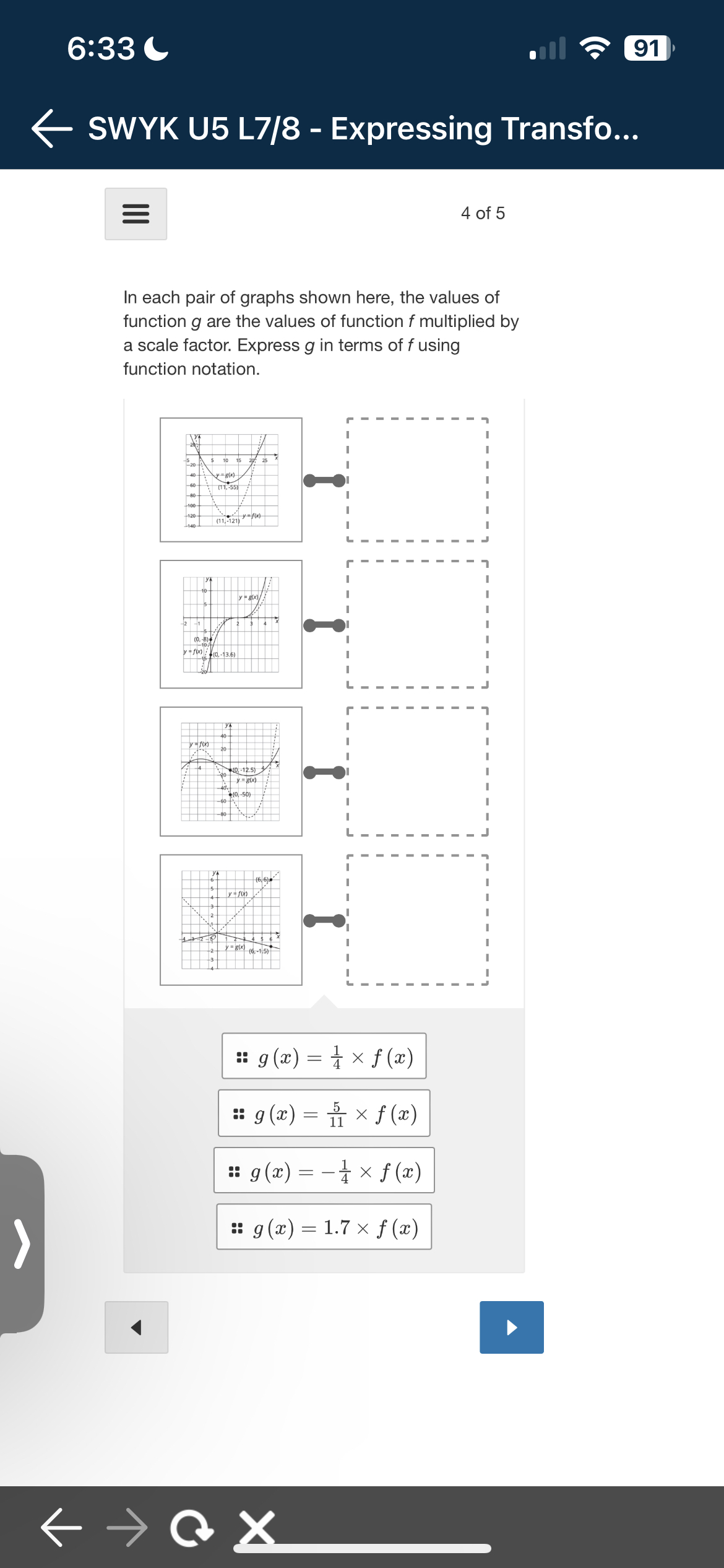 Solved 6:33c91SWYK U5 ﻿L7/8 - ﻿Expressing Transfo...4 ﻿of | Chegg.com