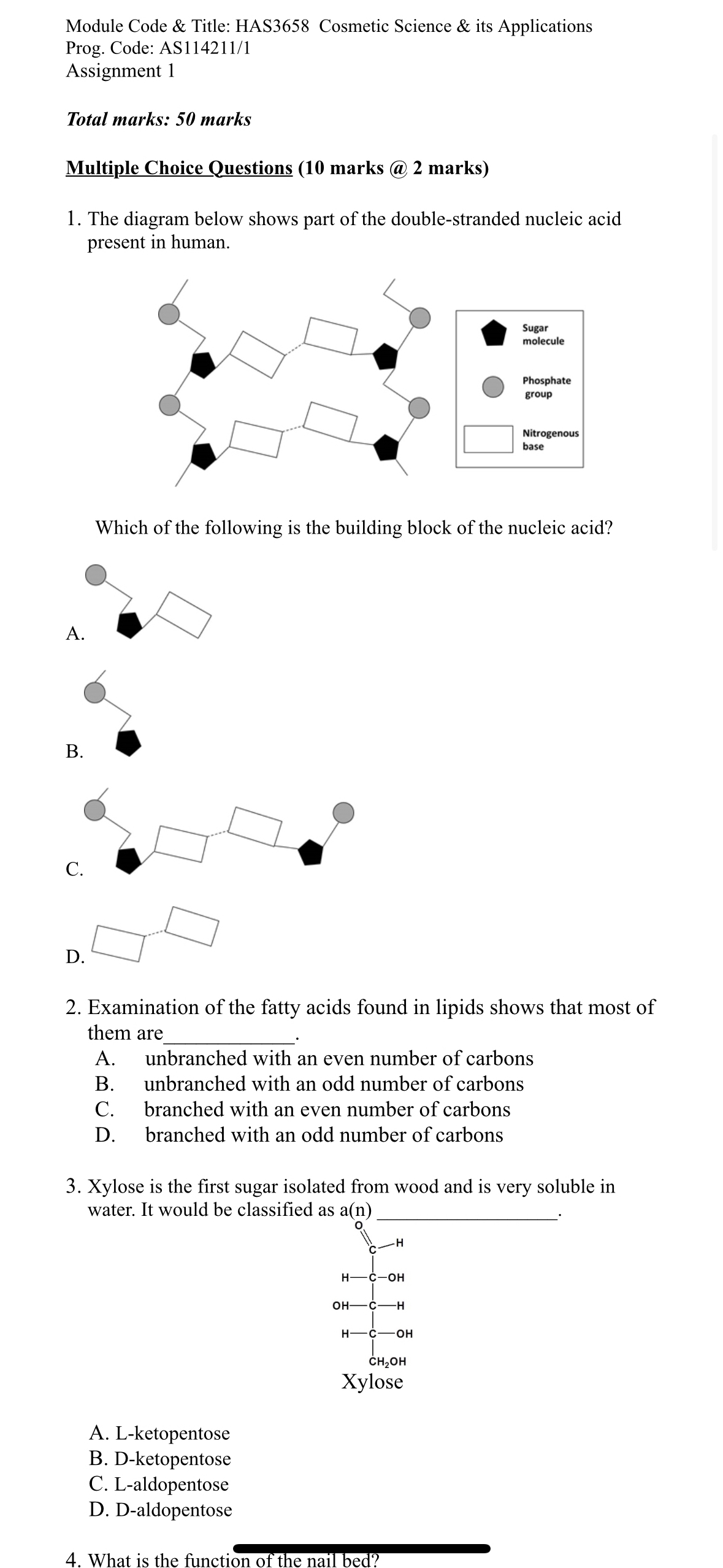 Solved Code & Title: HAS3658 ﻿Cosmetic Science & its | Chegg.com