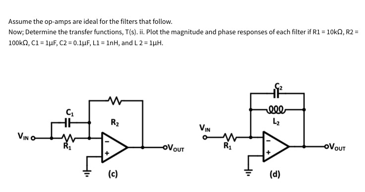 Solved Assume the op-amps are ideal for the filters that | Chegg.com