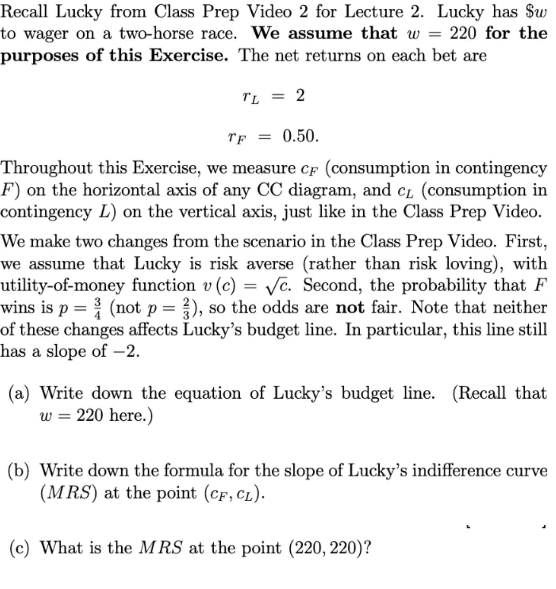 Solved Recall Lucky from Class Prep Video 2 ﻿for Lecture 2. | Chegg.com