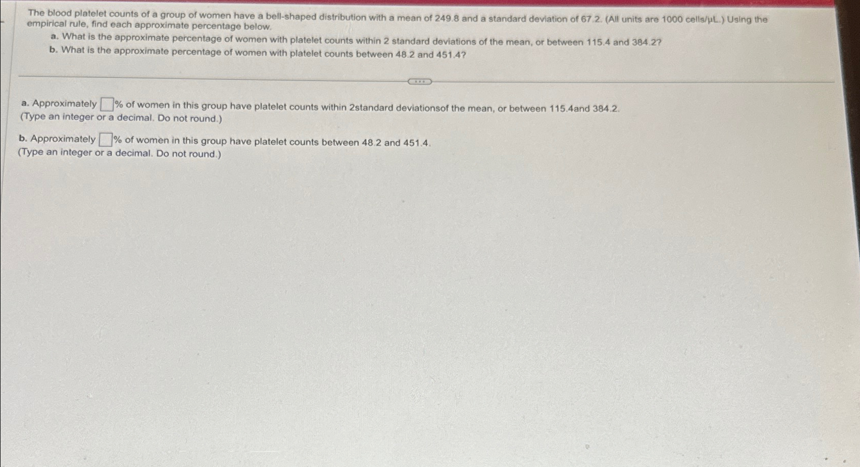 Solved empirical rule, find each approximate percentage | Chegg.com