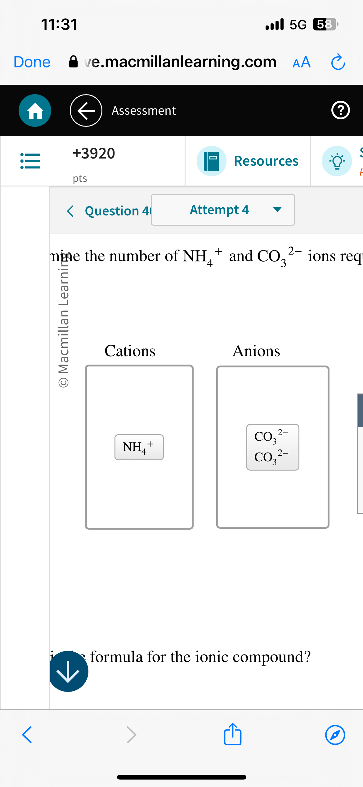 Solved nine the number of NH4+and CO32- ﻿ions req Anions | Chegg.com