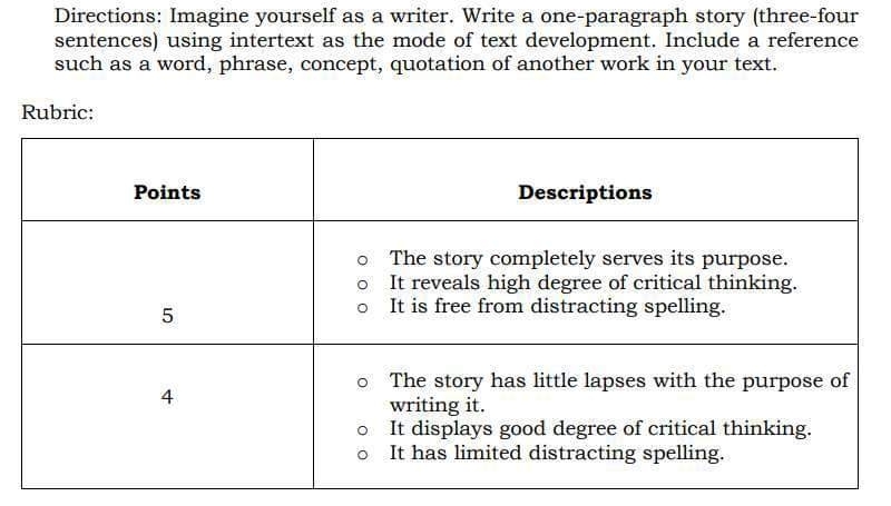 Solved Directions: Imagine yourself as a writer. Write a | Chegg.com