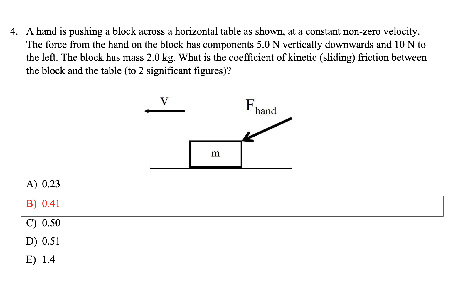 Solved A hand is pushing a block across a horizontal table | Chegg.com