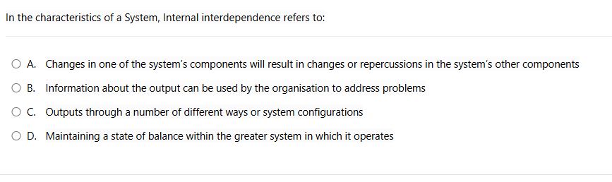 Solved In the characteristics of a System, Internal | Chegg.com