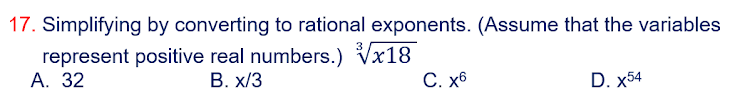 Solved Simplifying by converting to rational exponents. | Chegg.com