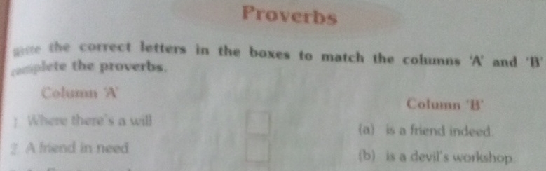 Solved Proverbs wivte the correct letters in the boves to | Chegg.com