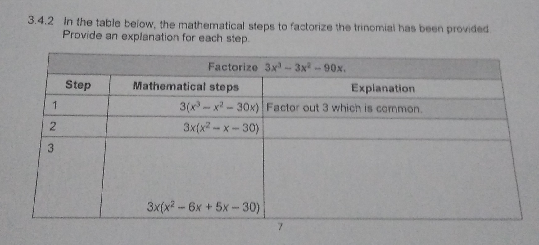 Solved 3.4.2 ﻿In the table below, the mathematical steps to | Chegg.com