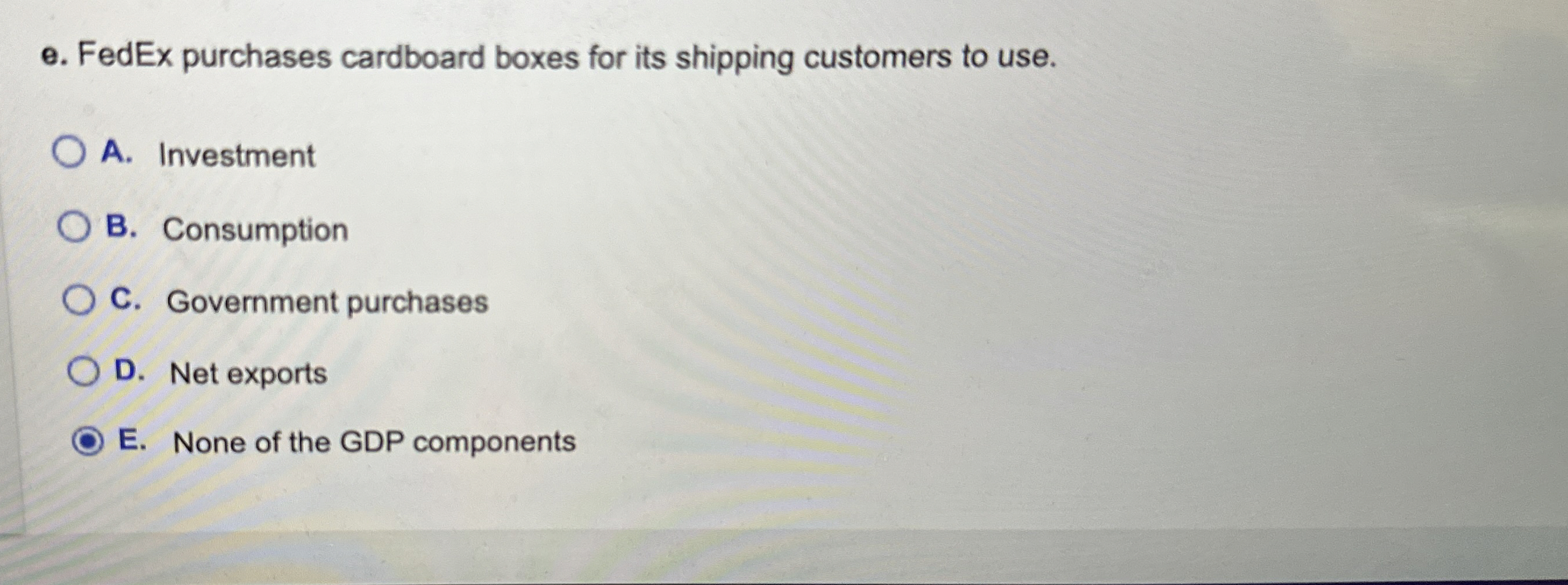 Solved e. ﻿FedEx purchases cardboard boxes for its shipping | Chegg.com