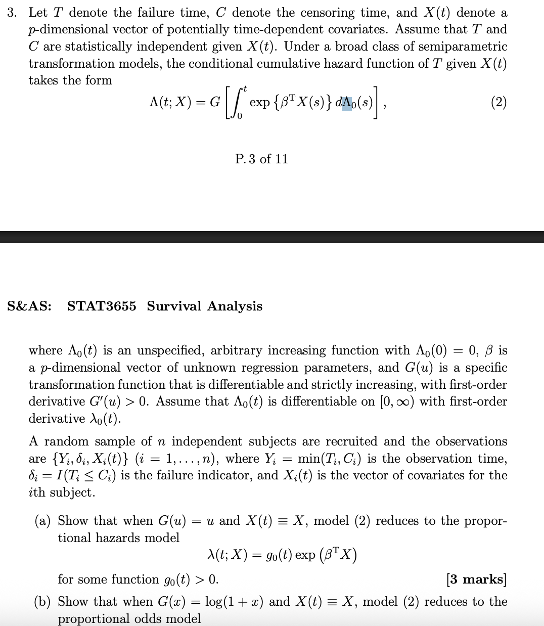 Solved code class="asciimath">Let T denote the failure time, | Chegg.com