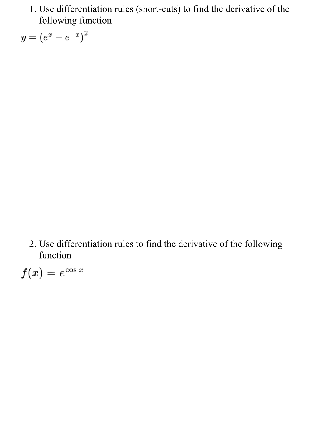 Solved Use differentiation rules (short-cuts) to ﻿find the | Chegg.com