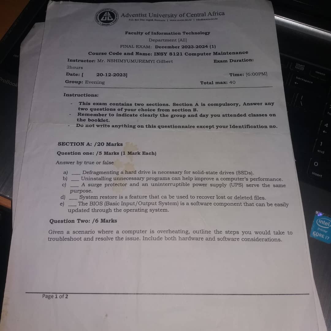 Solved SECTION A: /20 ﻿Marks Question one: /5 ﻿Marks (1 | Chegg.com