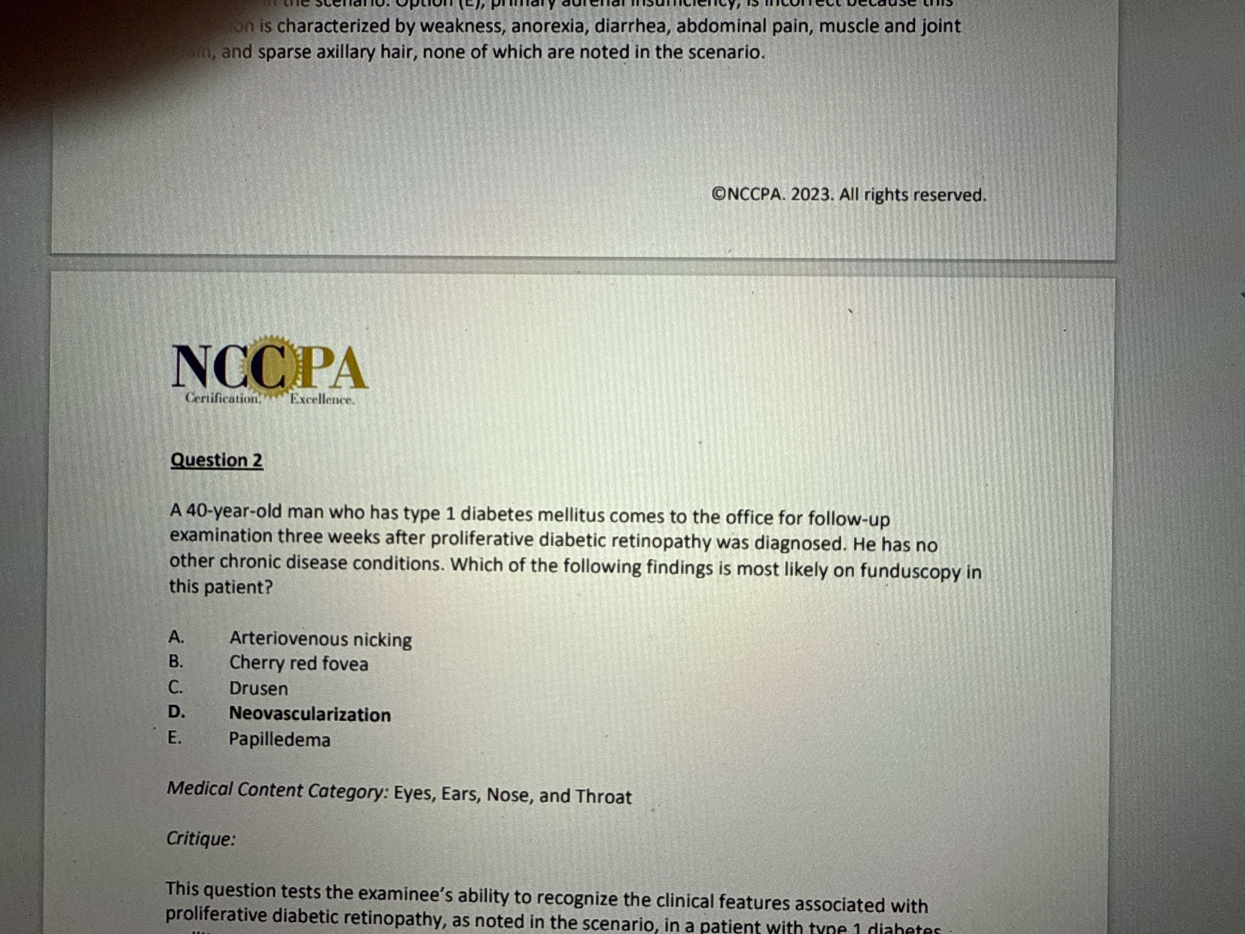 Solved code class="asciimath">©NCCPA. 2023. ﻿All rights | Chegg.com