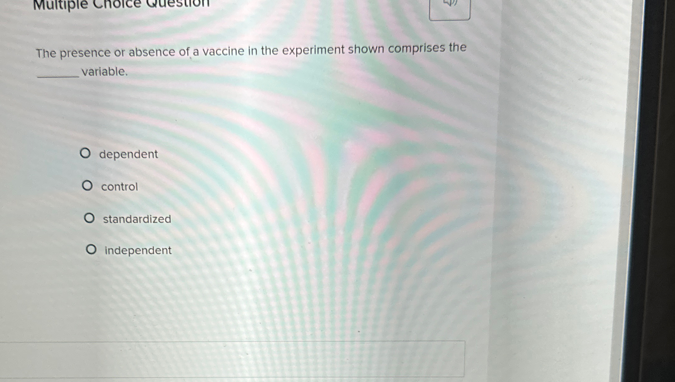 Solved The presence or absence of a vaccine in the | Chegg.com