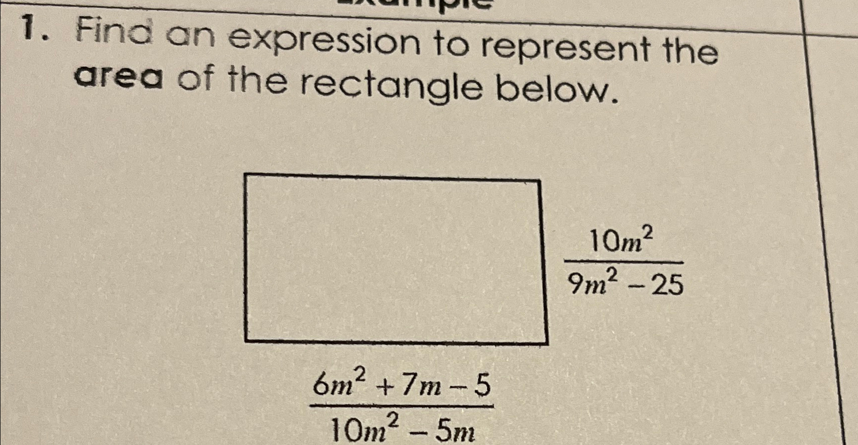 Solved Find an expression to represent the area of the | Chegg.com