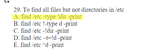 Solved To find all files but not directories in /etc A. | Chegg.com