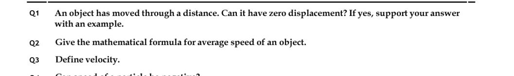 Solved Q1 ﻿An object has moved through a distance. Can it | Chegg.com