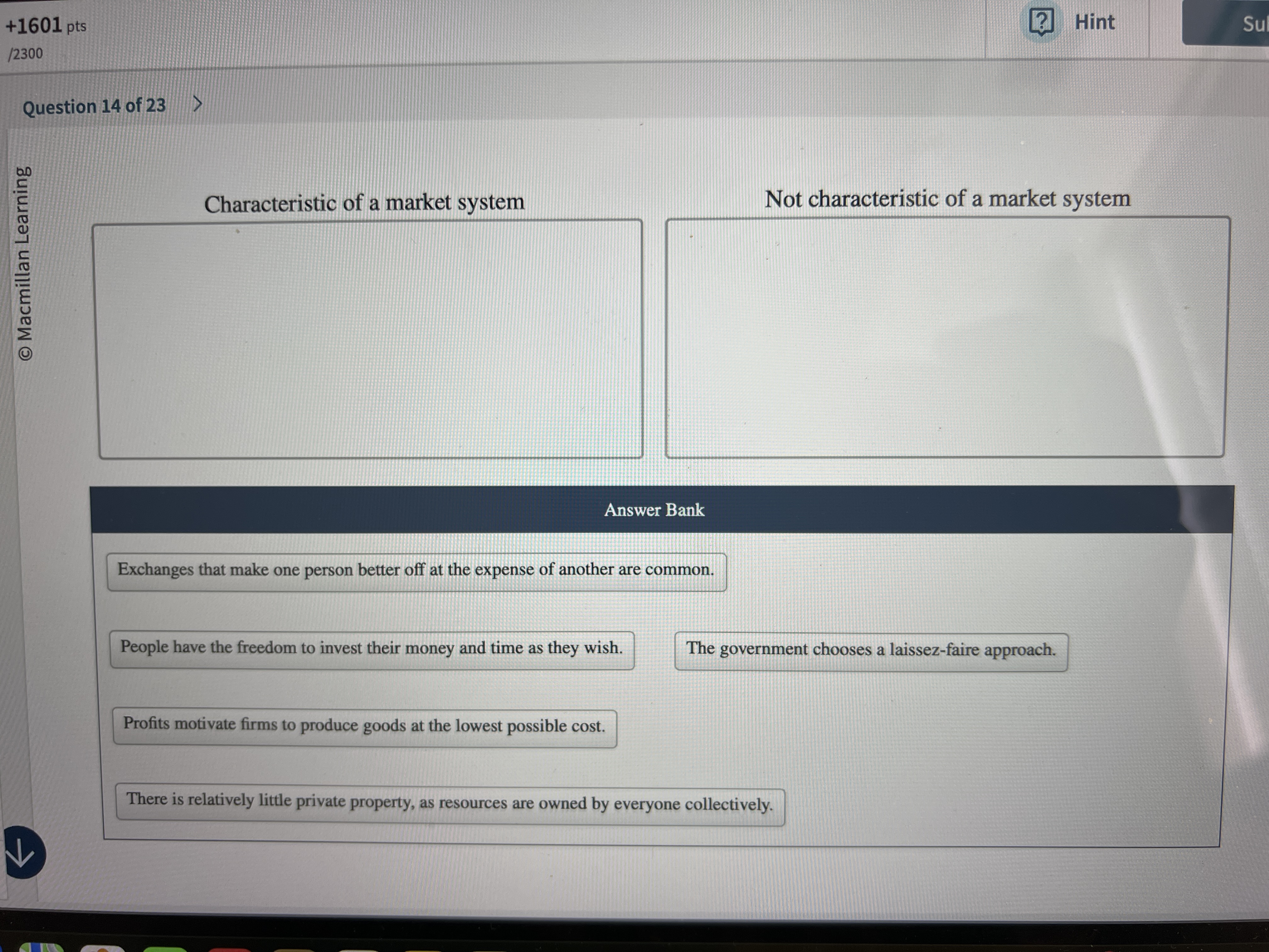 Solved Characteristic of a market svstem Not characteristic | Chegg.com