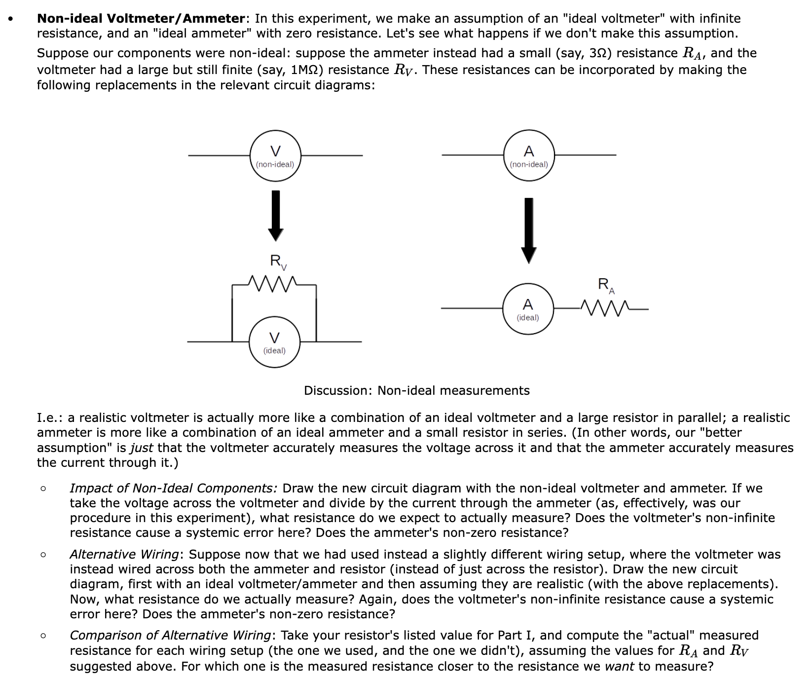 Solved Non-ideal Voltmeter/Ammeter: In this experiment, we | Chegg.com