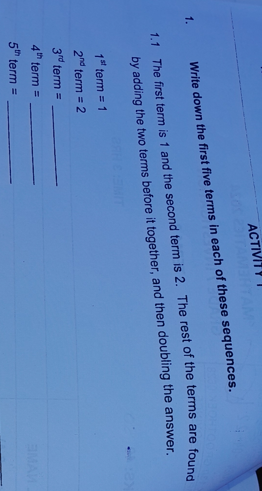 Solved Write down the first five terms in each of these | Chegg.com