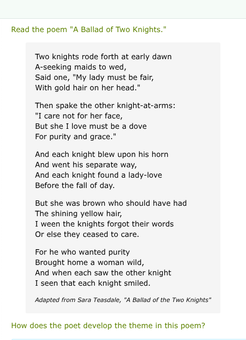 Solved Read the poem "A Ballad of Two Knights." Two knights | Chegg.com