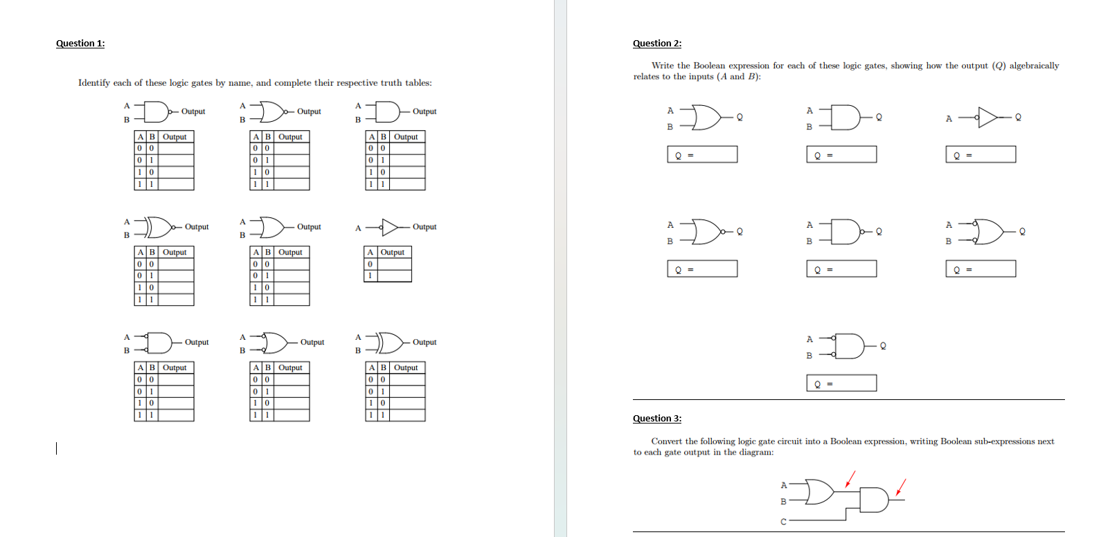 Question 1:Identify each of ﻿these logic gates by | Chegg.com