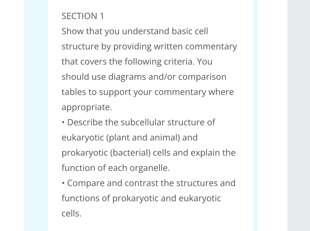 SECTION 1Show that you understand basic cell | Chegg.com