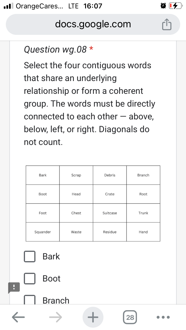 Solved Question wg. 08 * Select the four contiguous words | Chegg.com Solved Question wg. 08 * Select the four contiguous words | Chegg.com