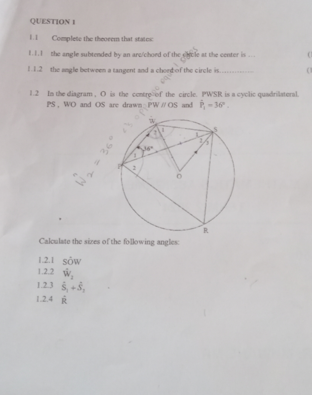 Solved QUESTION 1 1.1 ﻿Complete the theorem that states: | Chegg.com