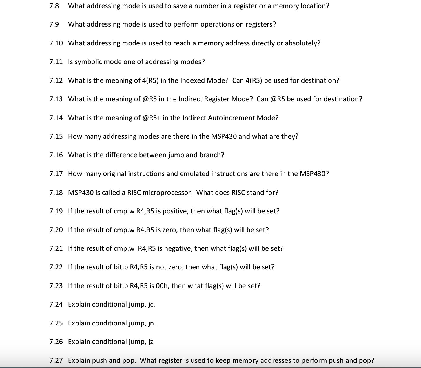 Solved 7.8 ﻿What addressing mode is used to save a number in | Chegg.com