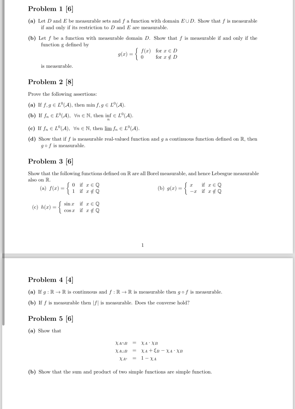 Solved Problem 1[6] A ﻿let D ﻿and E ﻿be Measurable Sets And
