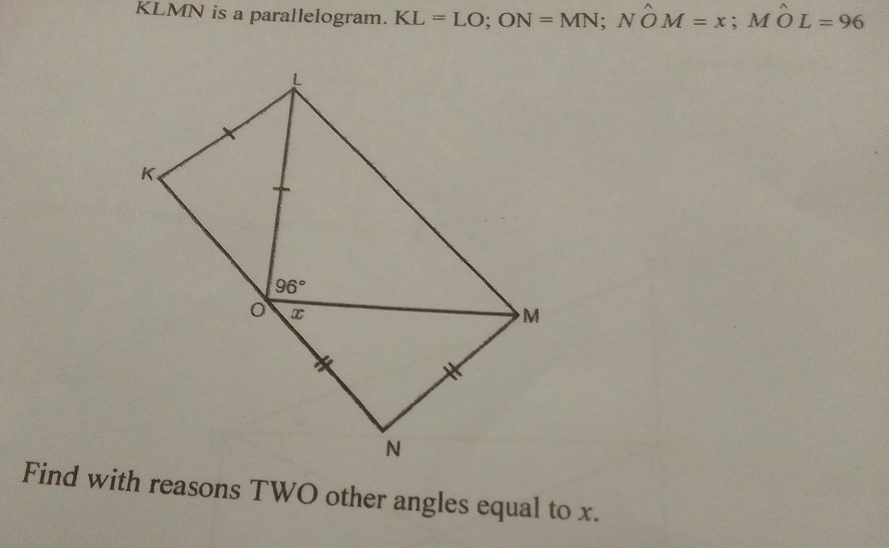 Solved KLMN is a parallelogram. | Chegg.com