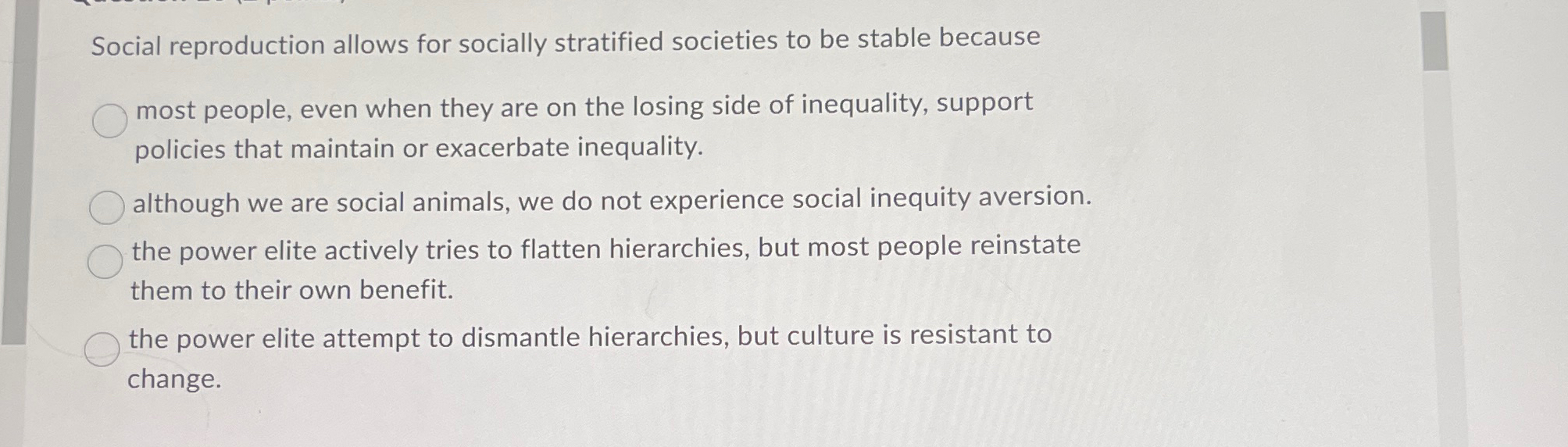 Solved Social reproduction allows for socially stratified | Chegg.com