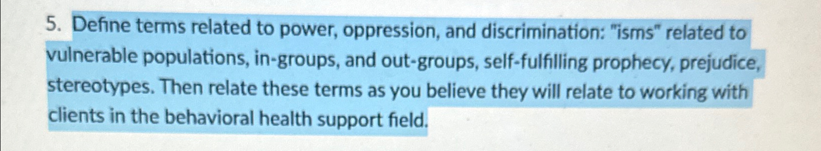 Solved Define terms related to power, oppression, and | Chegg.com