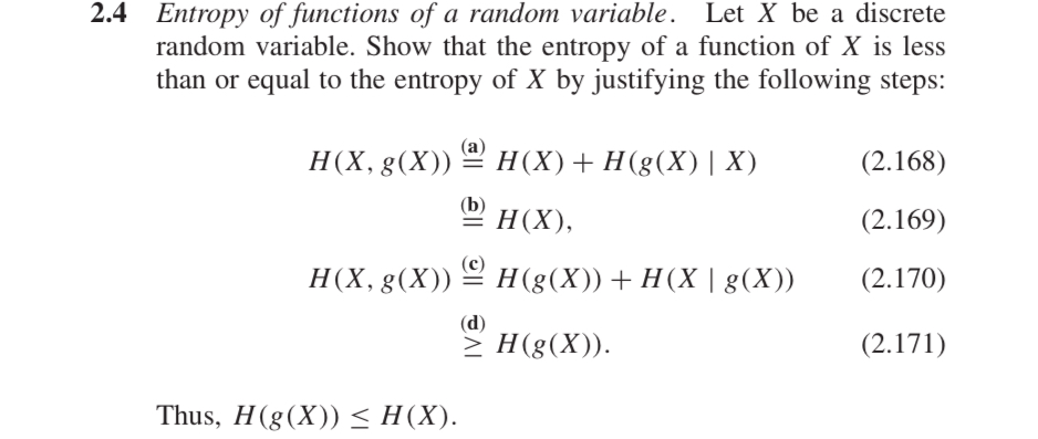 Solved 2.4 ﻿Entropy of functions of a random variable. Let x | Chegg.com