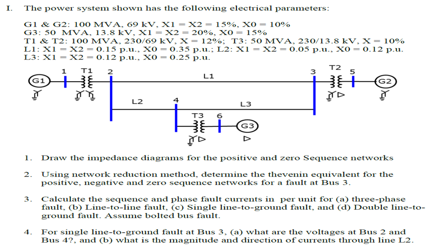 Solved I. The power system shown has the following | Chegg.com