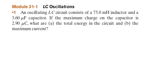 Solved An oscillating LC ﻿circuit consists of a 75.0 ﻿mH | Chegg.com