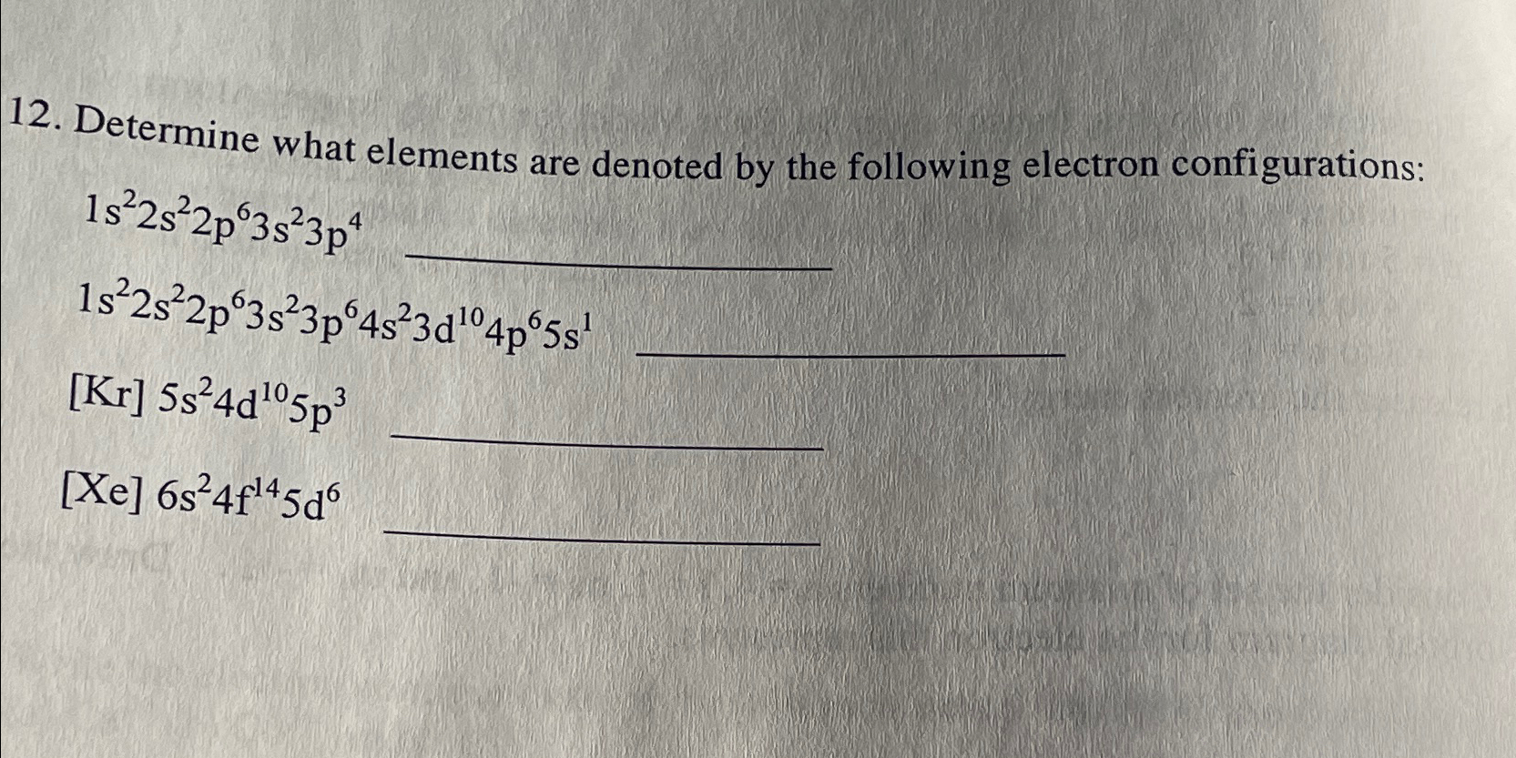 Solved Determine what elements are denoted by the following | Chegg.com