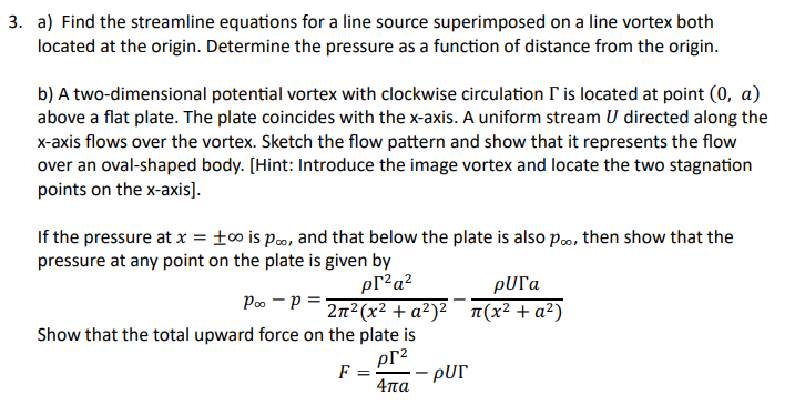 Solved a) ﻿Find the streamline equations for a line source | Chegg.com
