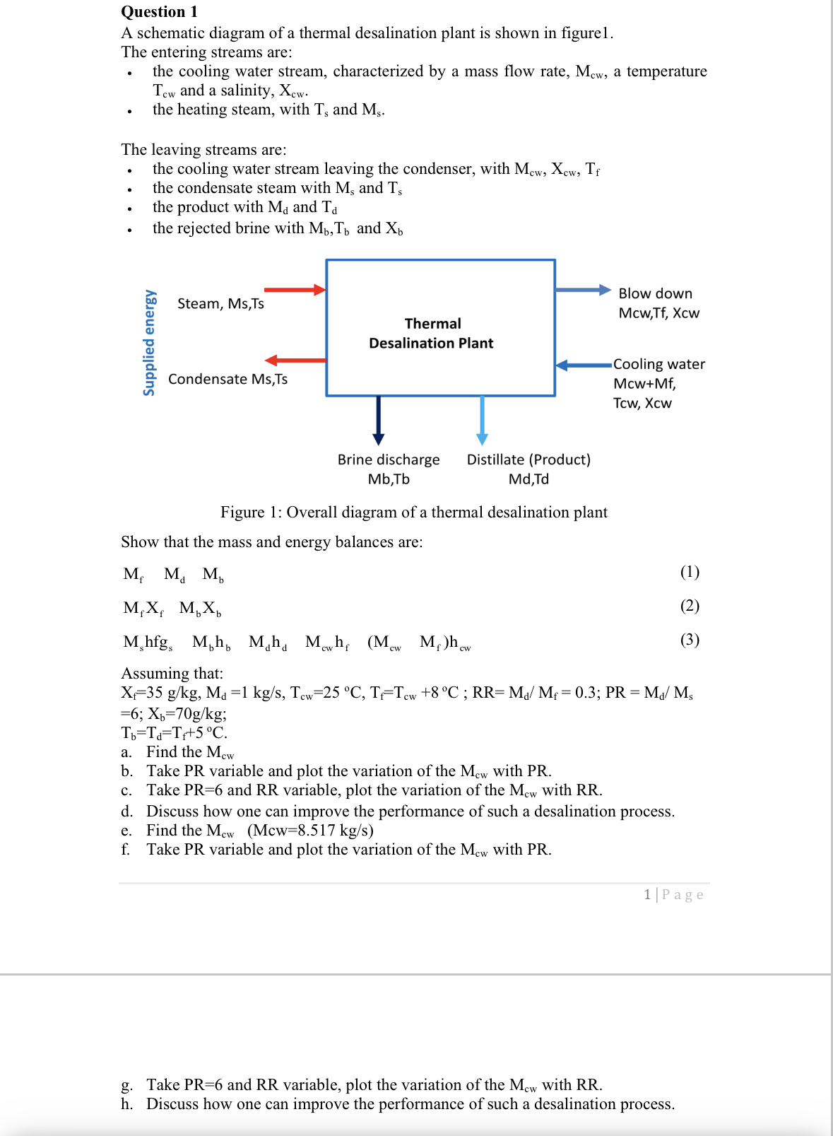Question 1A schematic diagram of a thermal | Chegg.com