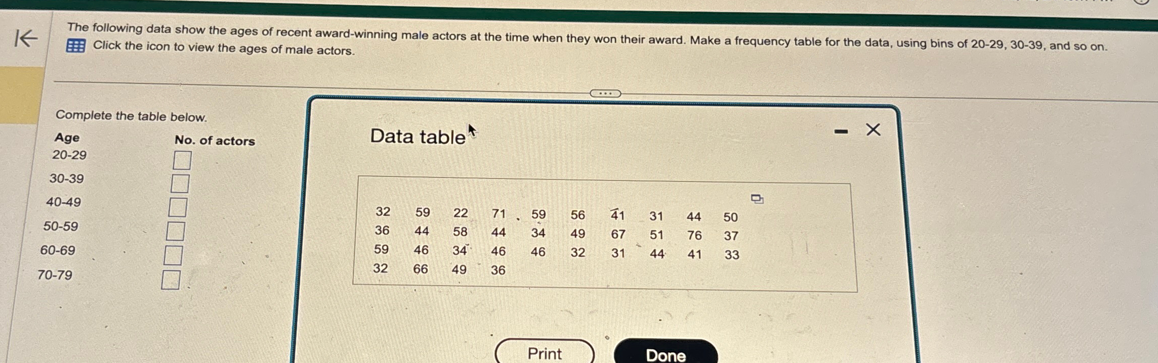 Solved The following data show the ages of recent | Chegg.com