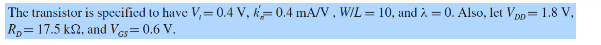 Solved code class="asciimath">The transistor is specified to | Chegg.com