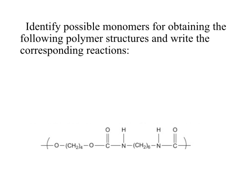 Solved Identify possible monomers for obtaining the | Chegg.com
