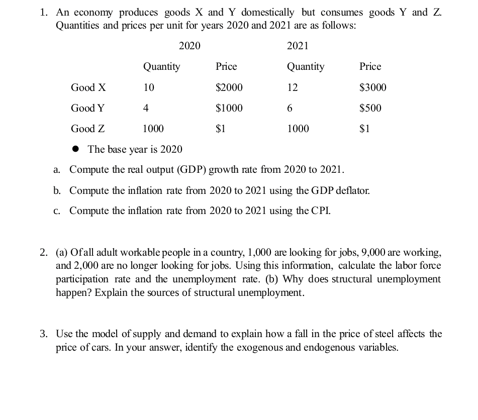 Solved An economy produces goods x ﻿and Y ﻿domestically but | Chegg.com