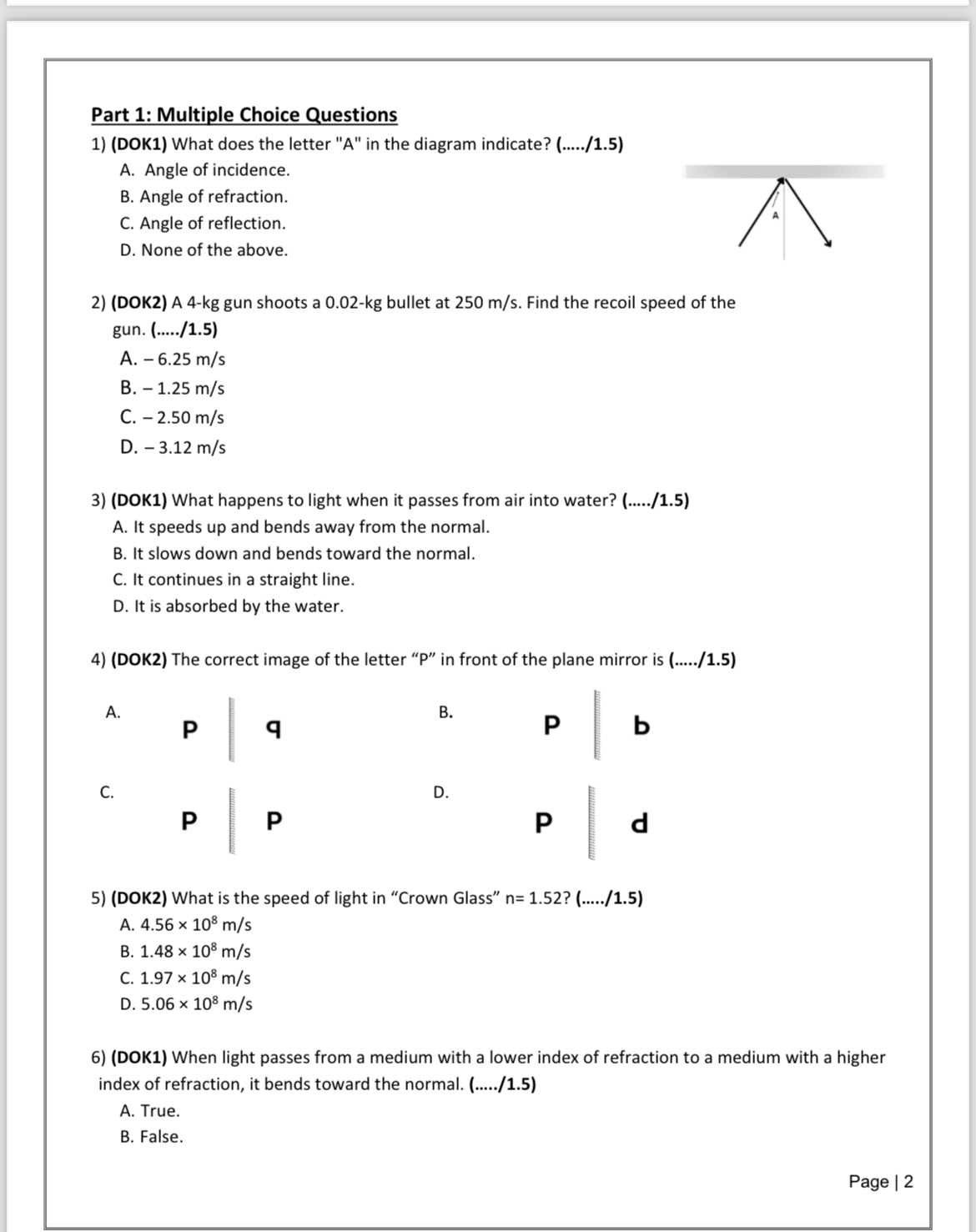 Solved Part 1: Multiple Choice Questions(DOK1) ﻿What does | Chegg.com