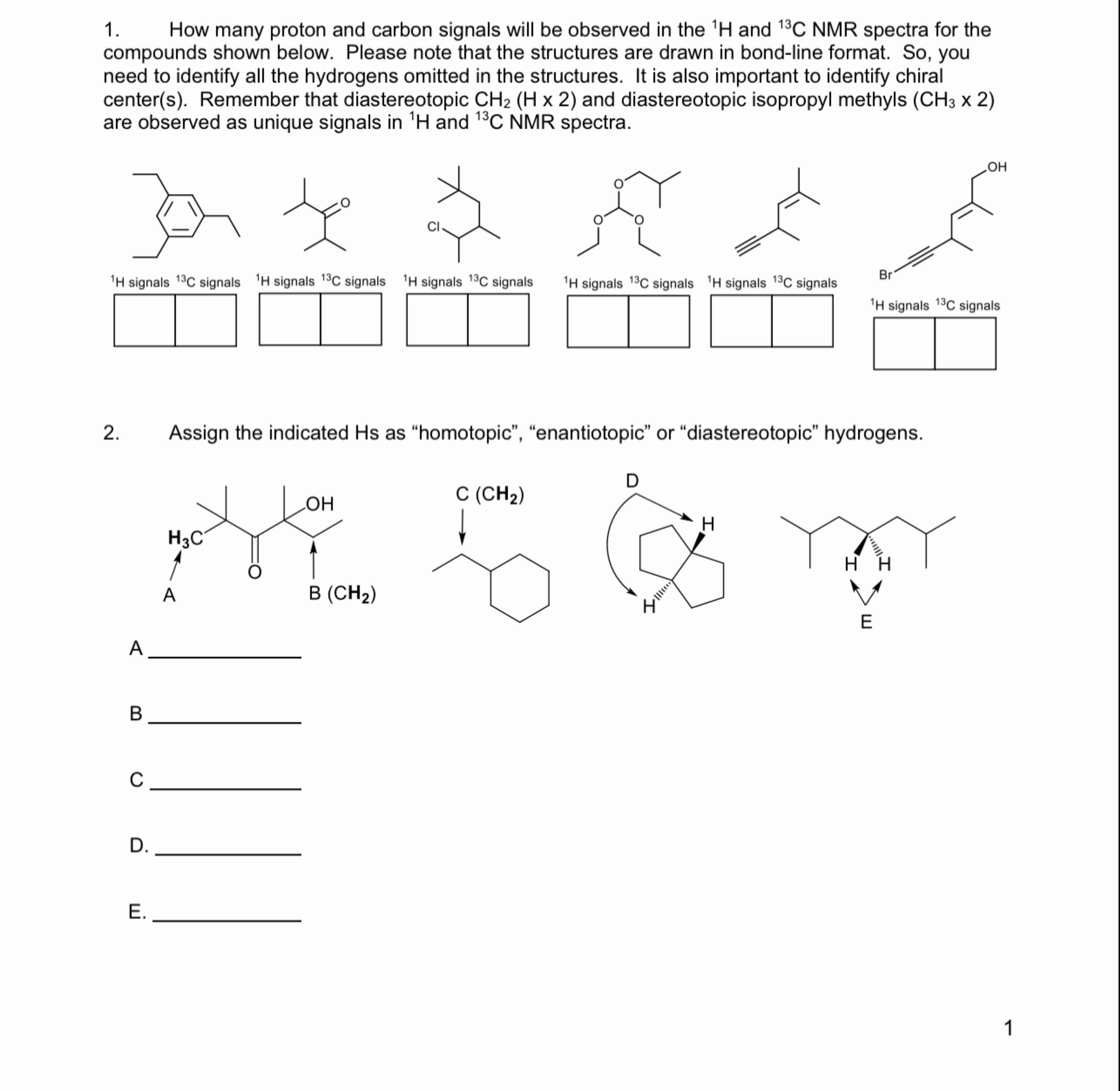 Solved How many proton and carbon signals will be observed | Chegg.com