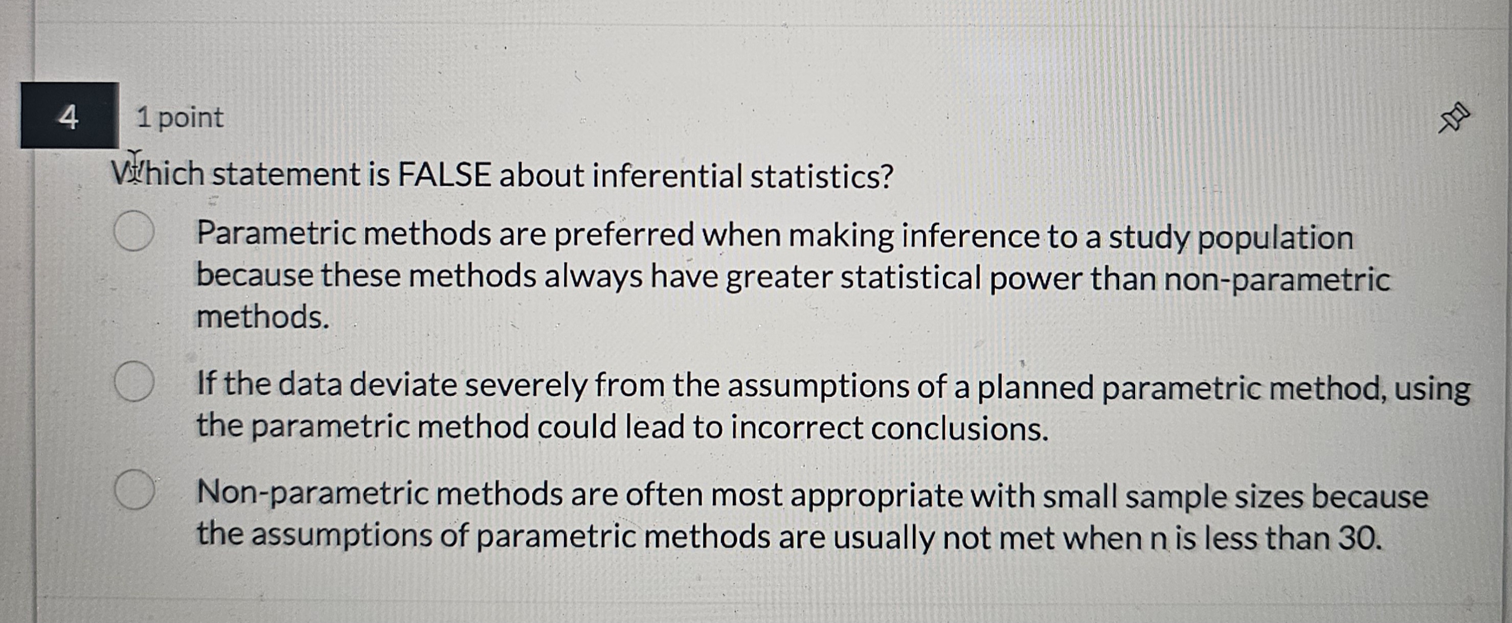 Solved VIthich statement is FALSE about inferential | Chegg.com