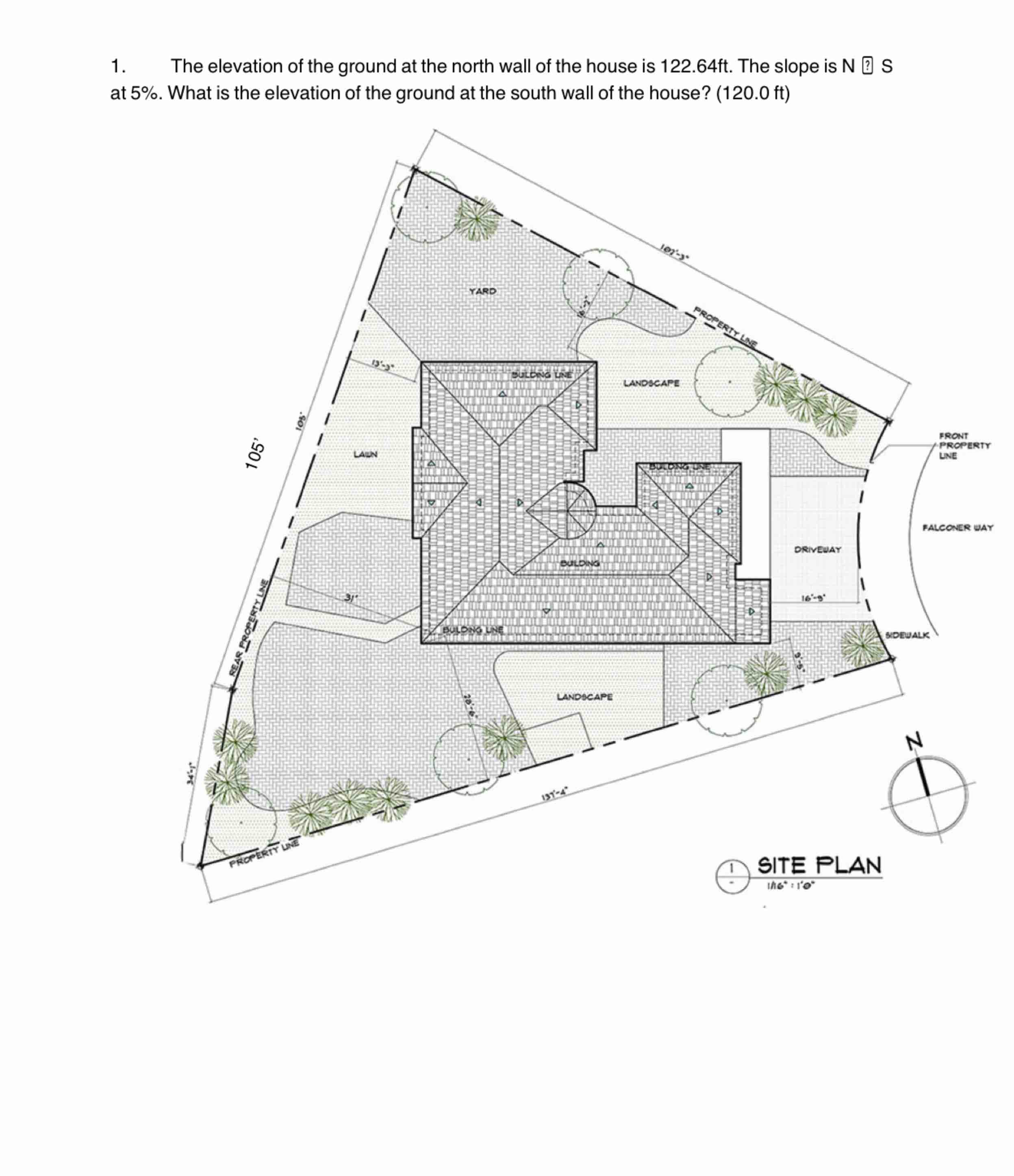 Solved 1. ﻿The elevation of the ground at the north wall of | Chegg.com
