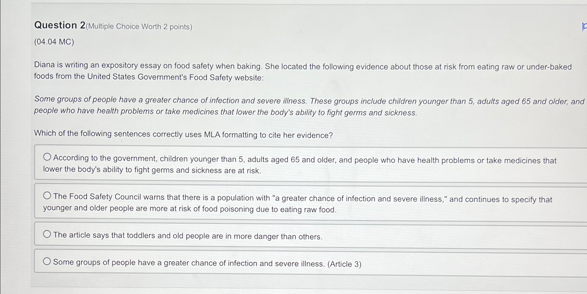 Solved Question 2(Multiple Choice Worth 2 ﻿points)(04.04 | Chegg.com